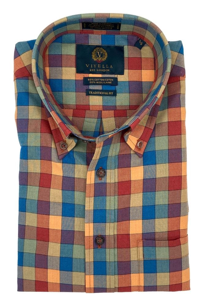Canadian Made Viyella Shirts Multi Spice Check Button Down Long Sleeve